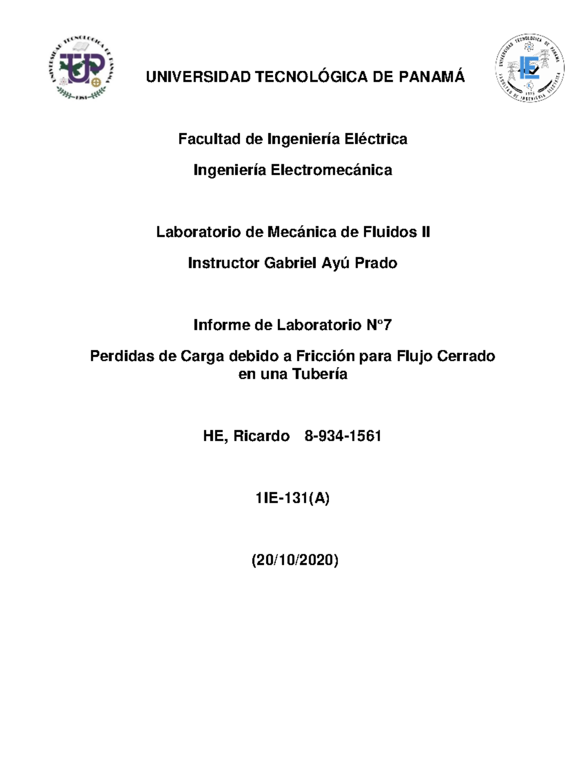 Perdidas de Carga debido a Fricción para Flujo Cerrado en una Tubería ...