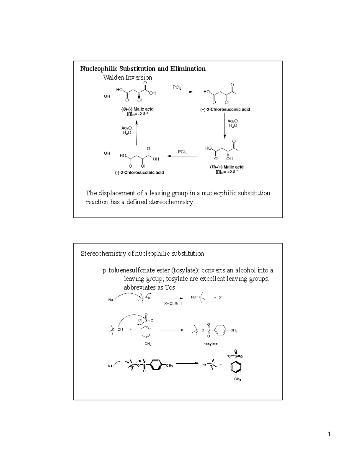 Bio organic 5 - Nucleophilic Substitution and Elimination Walden ...