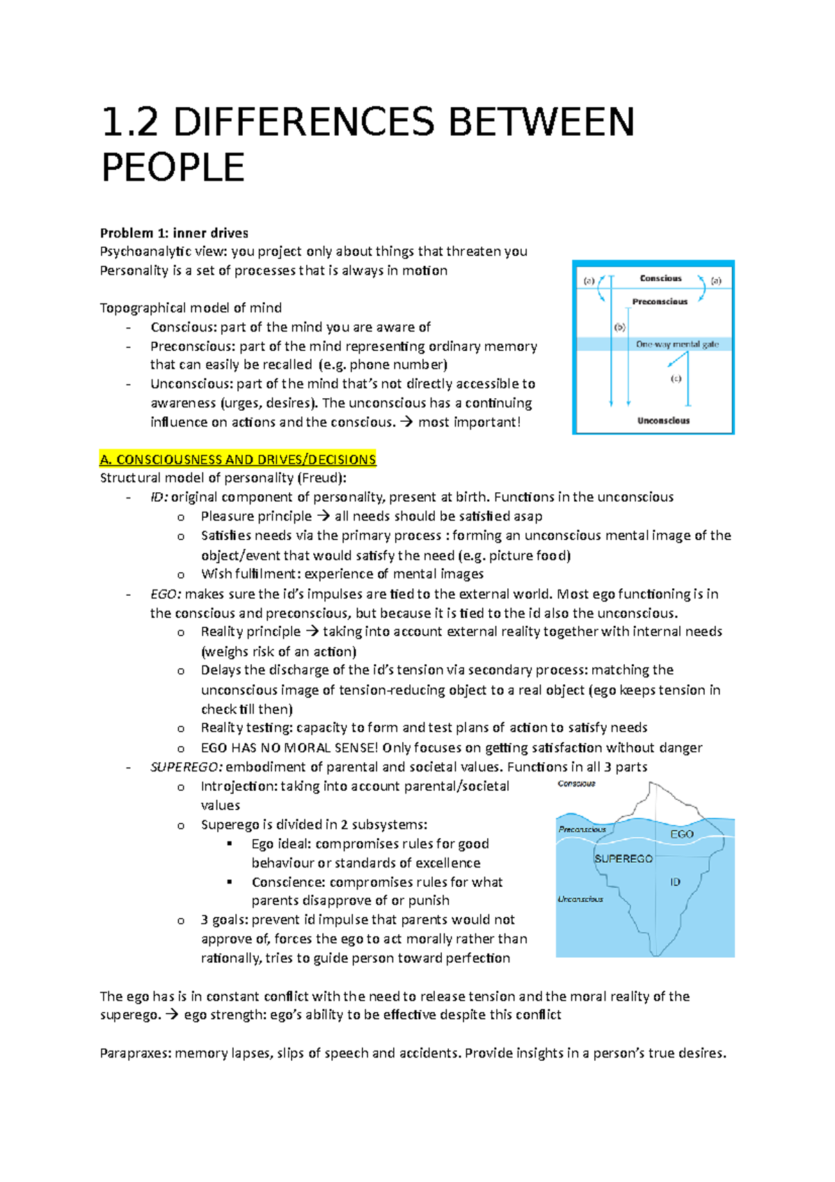 Summary differences between people - 1 DIFFERENCES BETWEEN PEOPLE ...