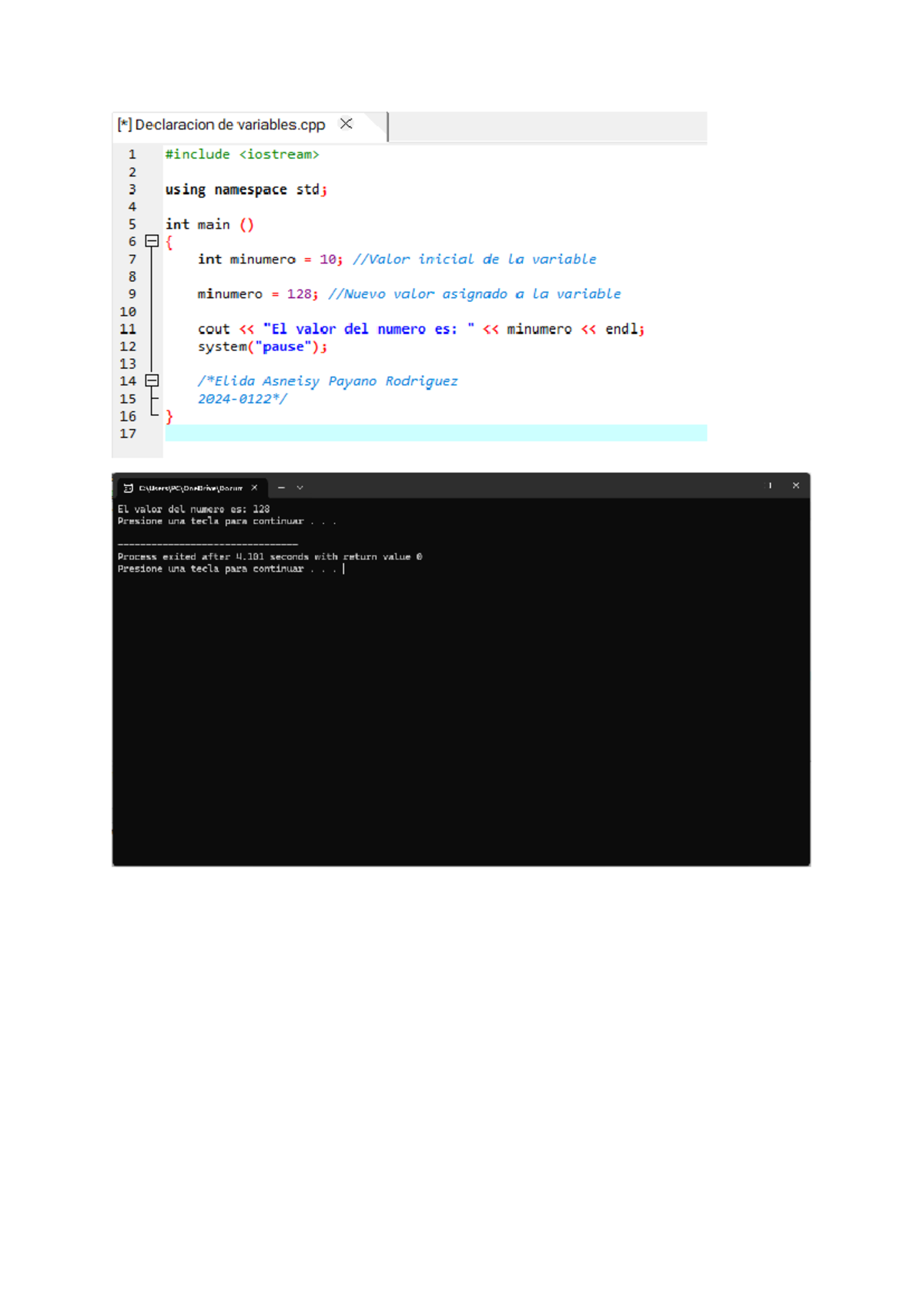 Practica Variable, constante y tipo de datos - [*] Declaracion de variables X 1 #include - Studocu