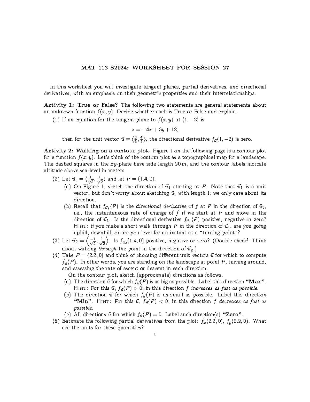 MAT 112 S2024 Worksheet 27 - MAT 112 S2024: WORKSHEET FOR SESSION 27 In ...