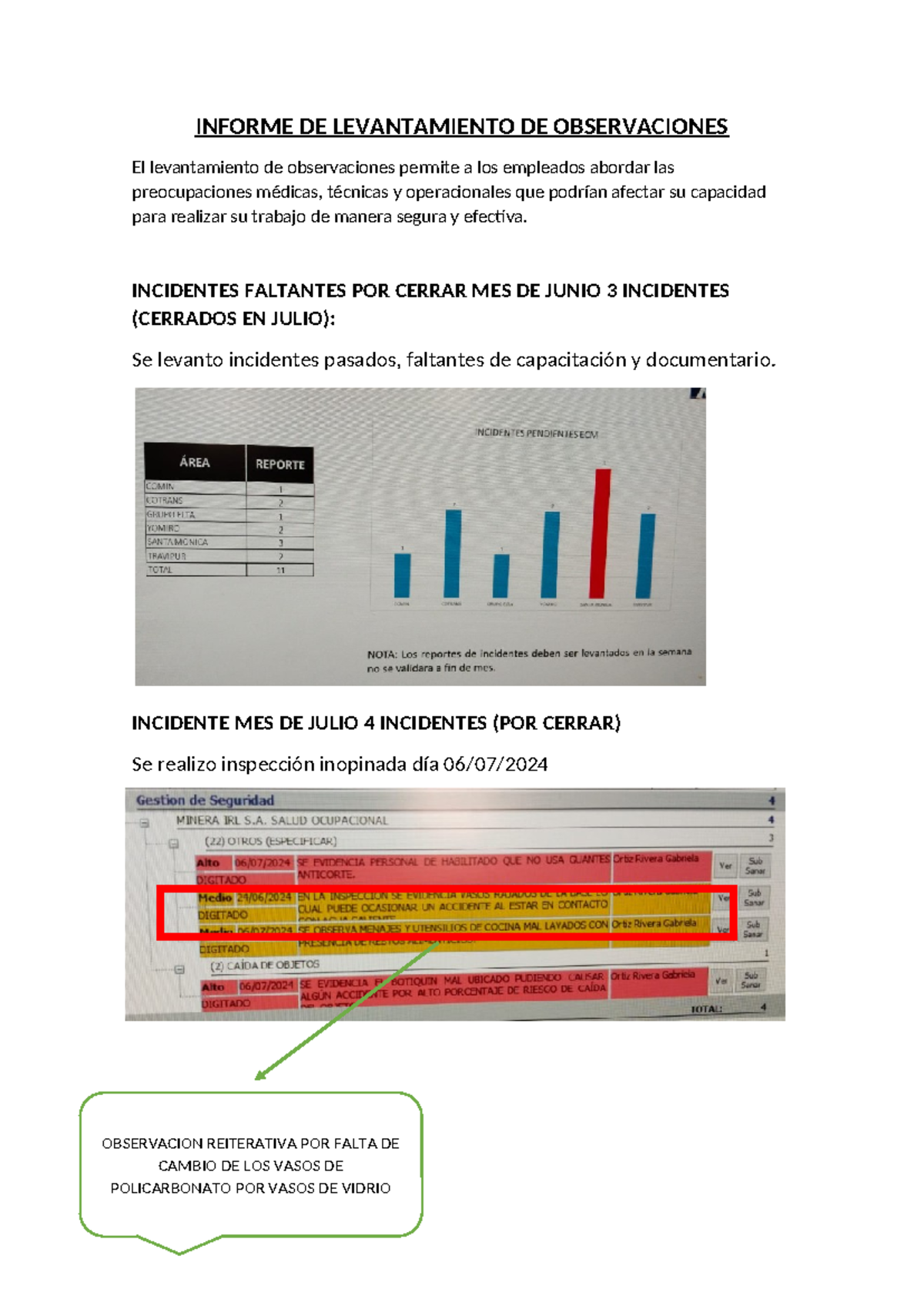 Informe DE Levantamiento DE Observaciones - INFORME DE LEVANTAMIENTO DE OBSERVACIONES El - Studocu