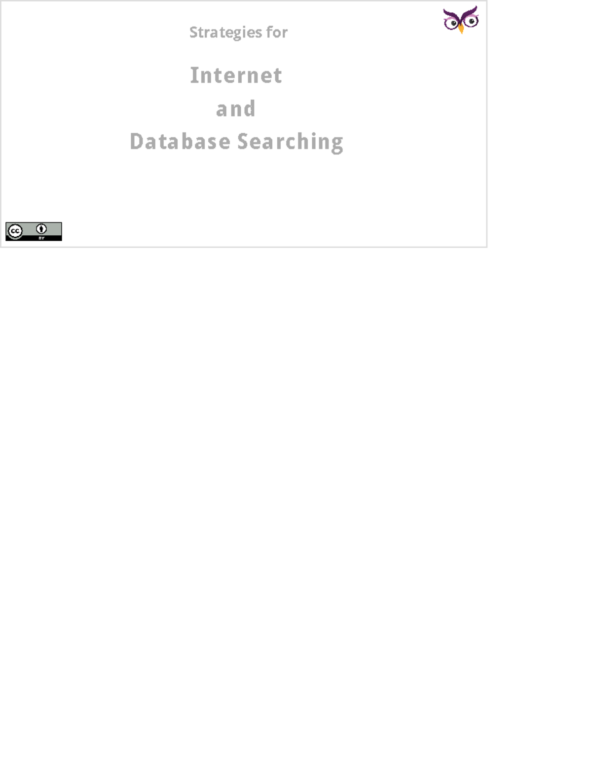Research Internet Searching - Strategies for Internet and Database ...