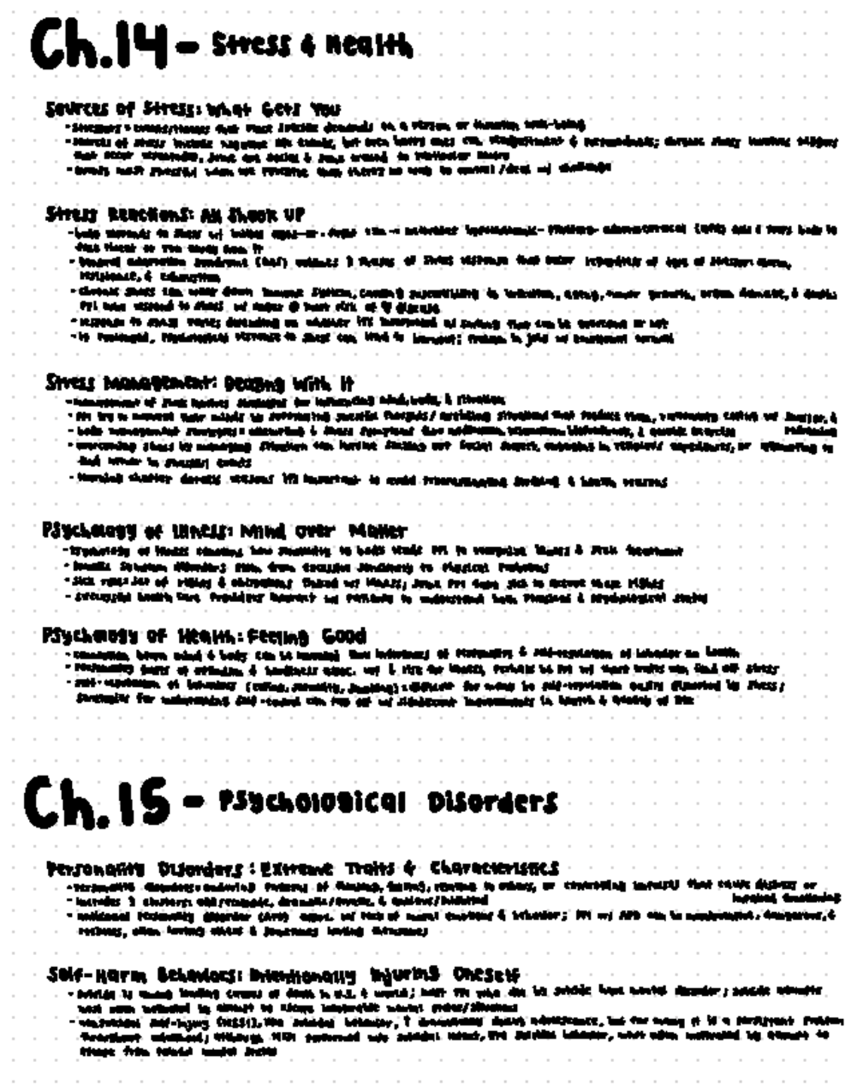 Psych 111 schacter notes ch14-15 - Ch-stress & Health sources ofstress ...