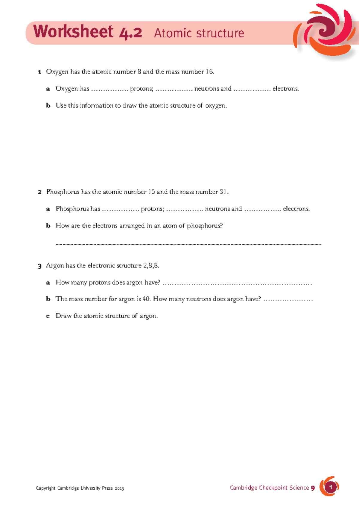 Worksheet 4 - Science - Copyright Cambridge University Press 2013 ...