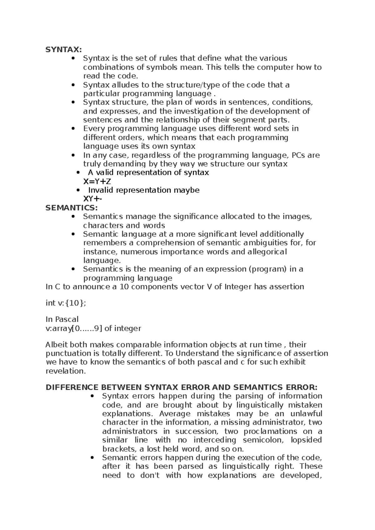 Discussion Forum Unit 1 - SYNTAX: Syntax is the set of rules that ...
