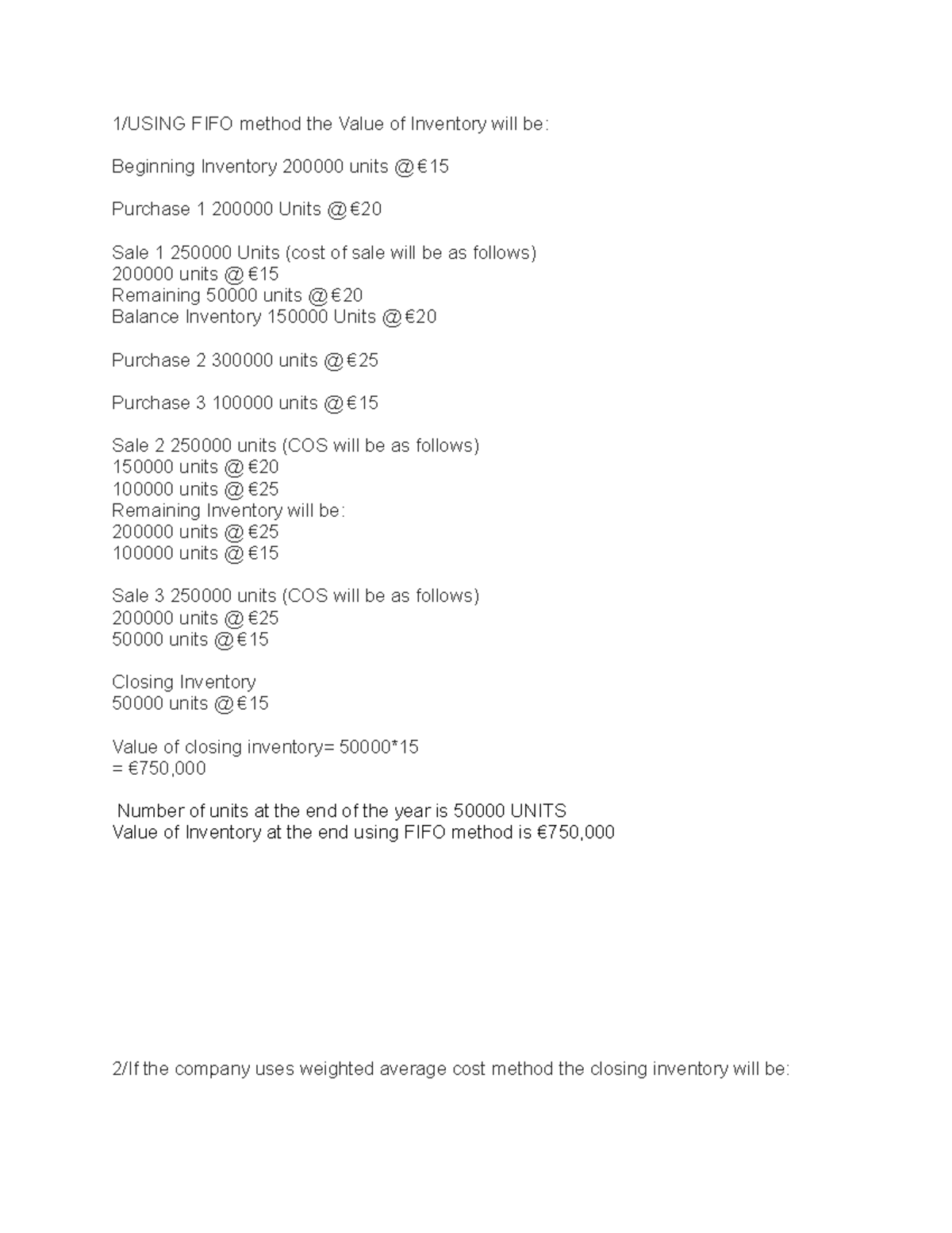 Jns - fifo method lifo method - 1/USING FIFO method the Value of ...