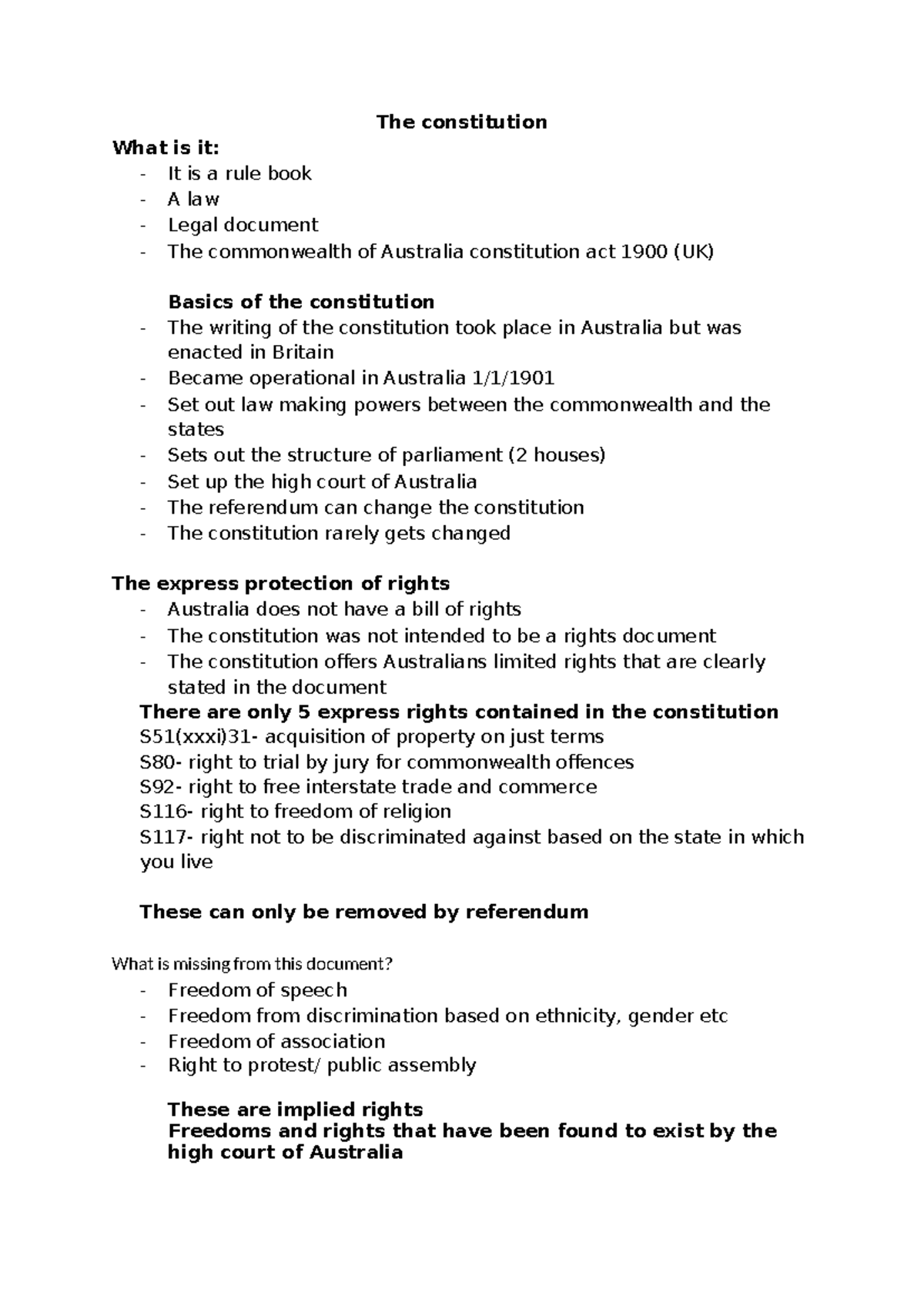 The constitution - summary 📝 - The constitution What is it: It is a ...