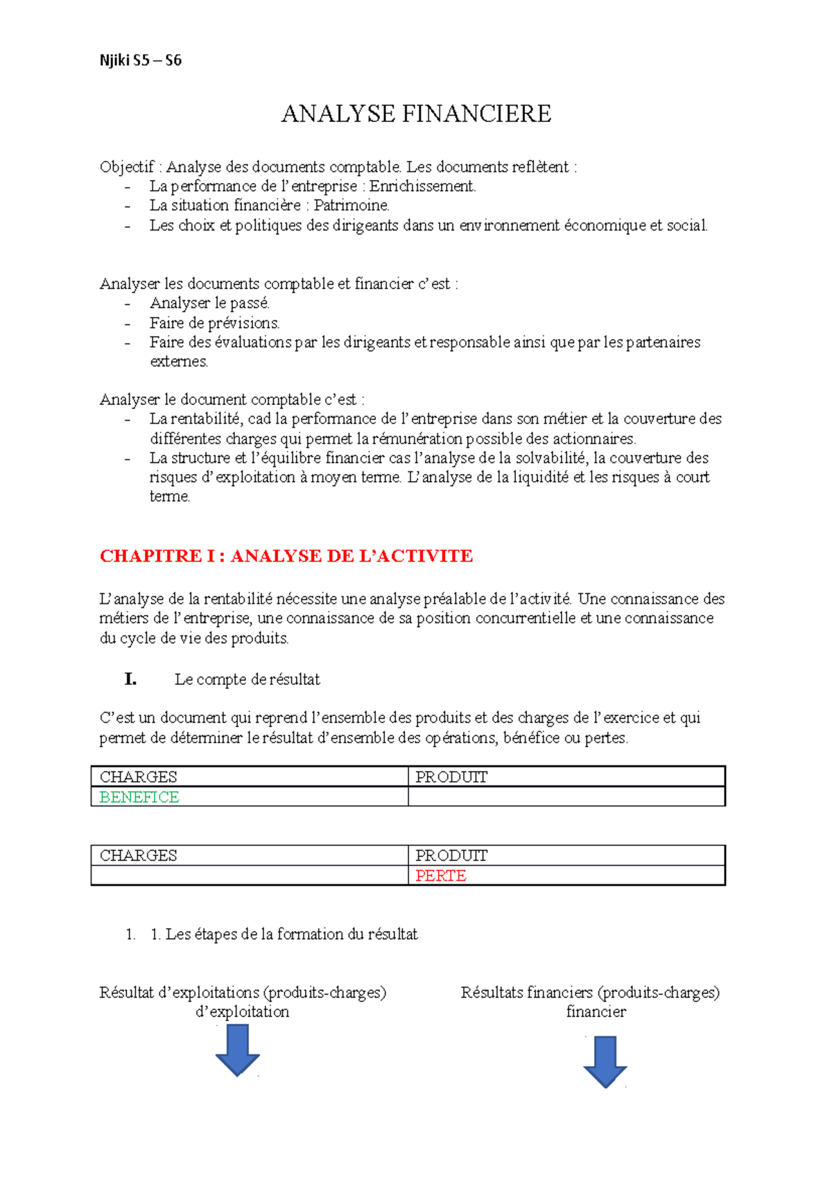 Analyse Financiere S5S6 - ANALYSE FINANCIERE Objectif : Analyse des ...