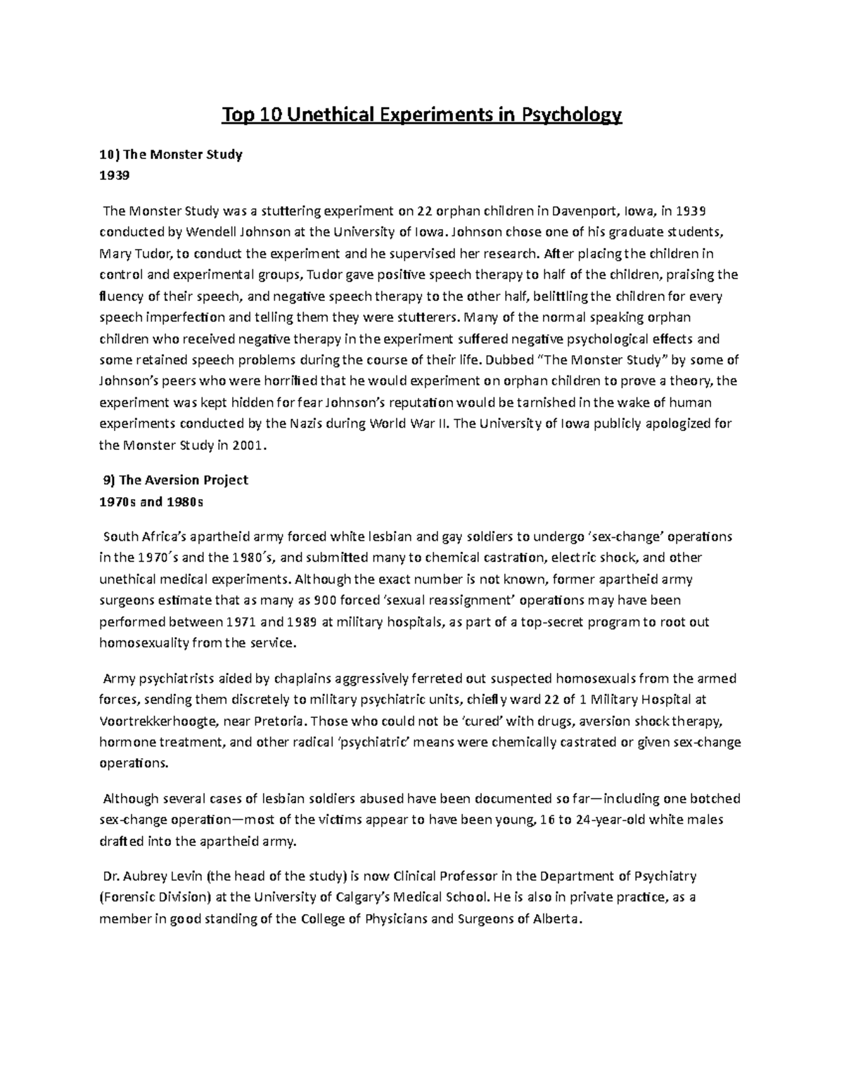 Top 10 Unethical Experiments in Psychology - Top 10 Unethical ...