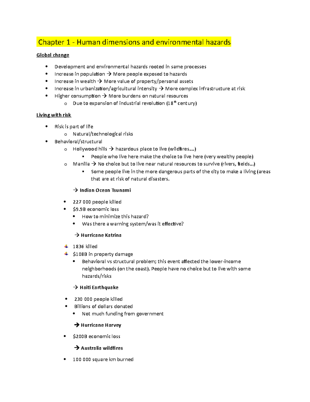 Geo 210 notes - Chapter 1 - Human dimensions and environmental hazards ...