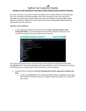 DAD 220 Module Four Lab Template - DAD 220 Module Four Lab Template Overview Begin by doing the ...