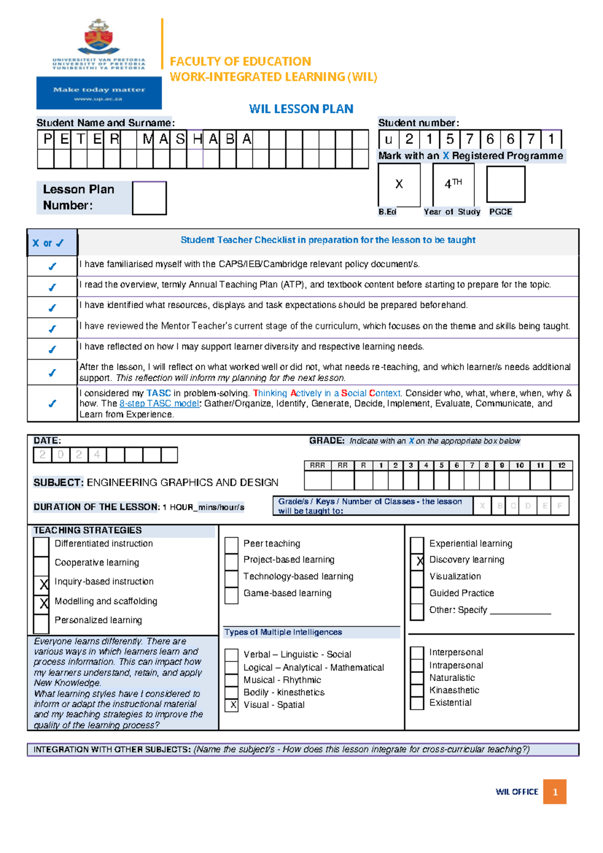 WIL Student Teacher Fill-IN Lesson Plan Template UP (1) - FACULTY OF ...