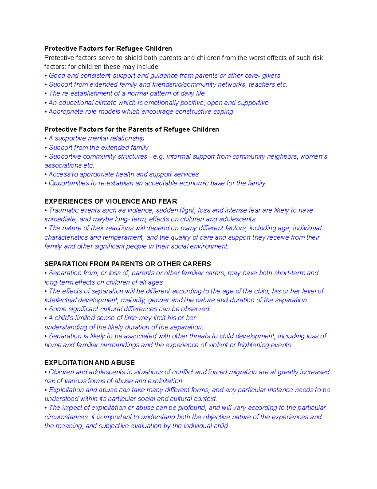 CAD 3.4 notes - Protective Factors for Refugee Children Protective ...