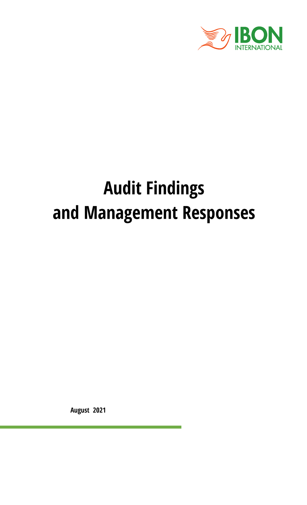 Audit Findings and Management Responses 2021 - Audit Findings and ...
