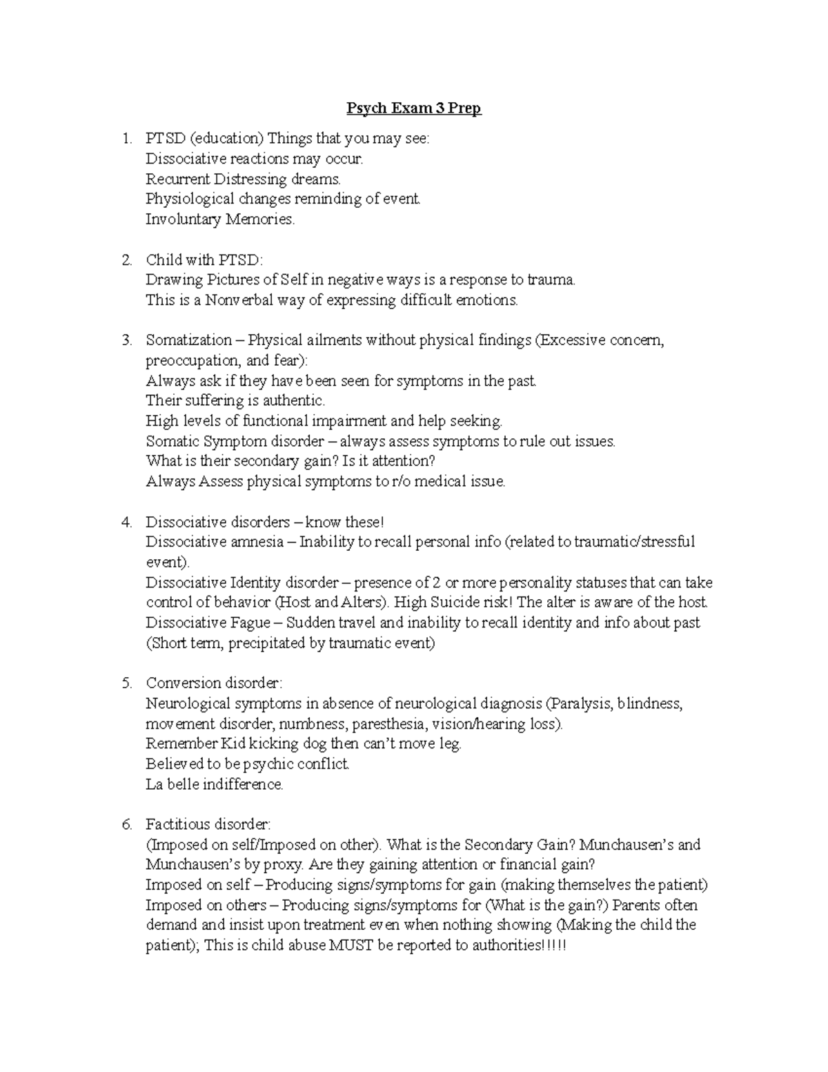 Psych Exam 3Prep - Exam 3 Notes - Psych Exam 3 Prep PTSD (education ...