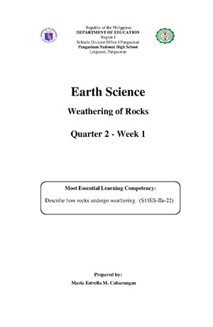 Earth scie reflection 1st Q - BEA JANE BALONDO SCIMATH 1 EARTH AND LIFE ...