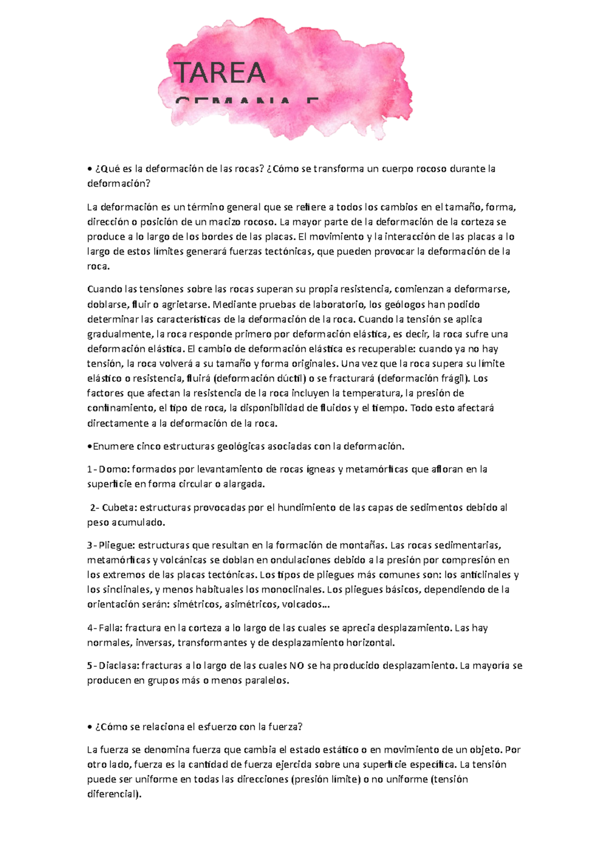 Semana 5 - Apuntes 1 - ¿Qué es la deformación de las rocas? ¿Cómo se ...
