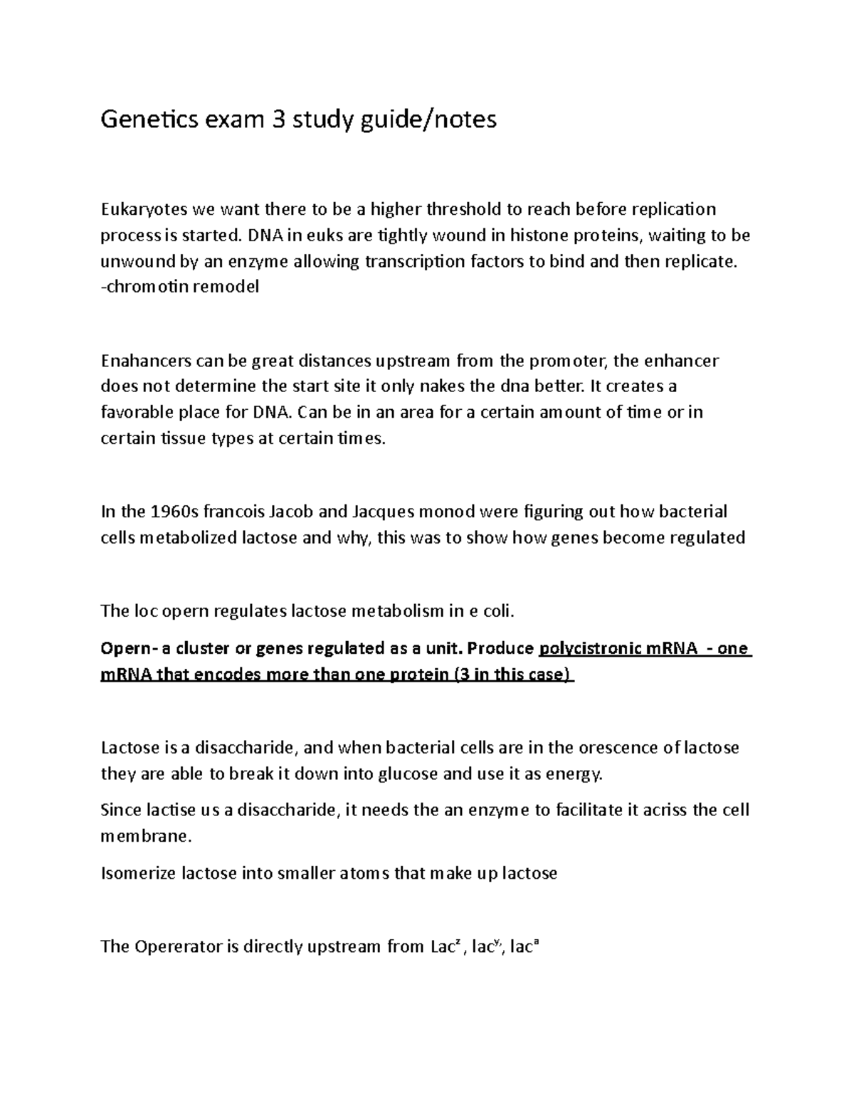 Genetics EXAM 3 Notes AND Study Guide - Genetics exam 3 study guide ...