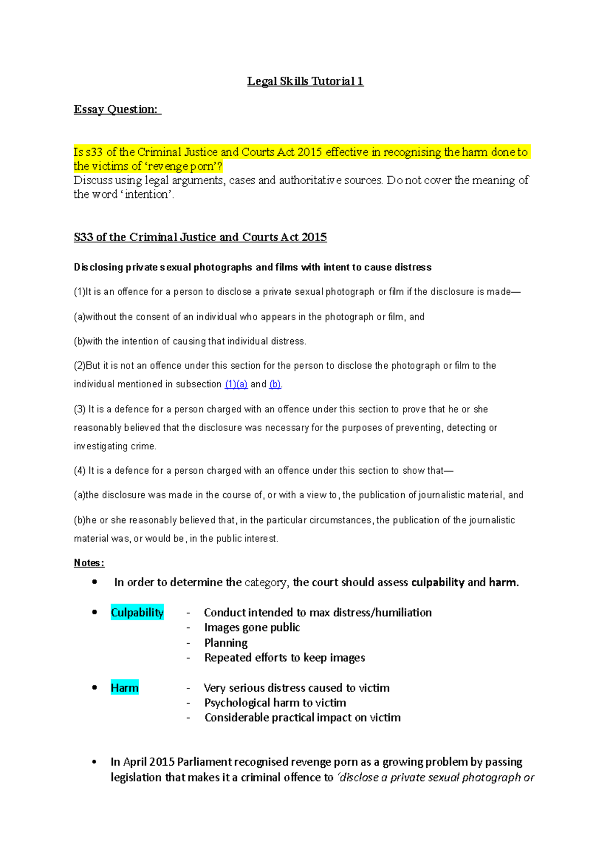 Legal Skills Tutorial 1 essay q bullet points - Legal Skills Tutorial 1 ...
