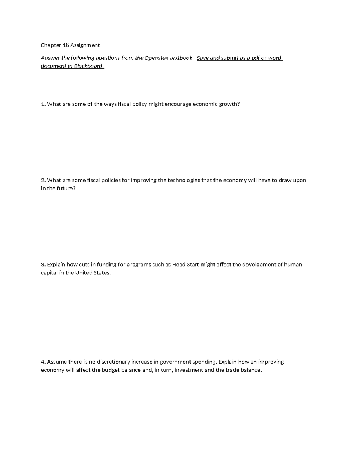 Ch18 Assignment Openstax 2018 - Chapter 18 Assignment Answer the following questions from the ...