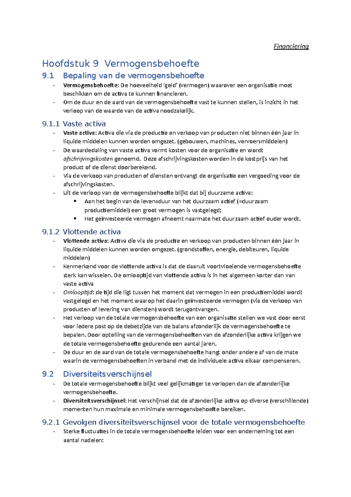 Financiering h 9 - Samenvatting Bedrijfseconomie voor het Besturen van ...