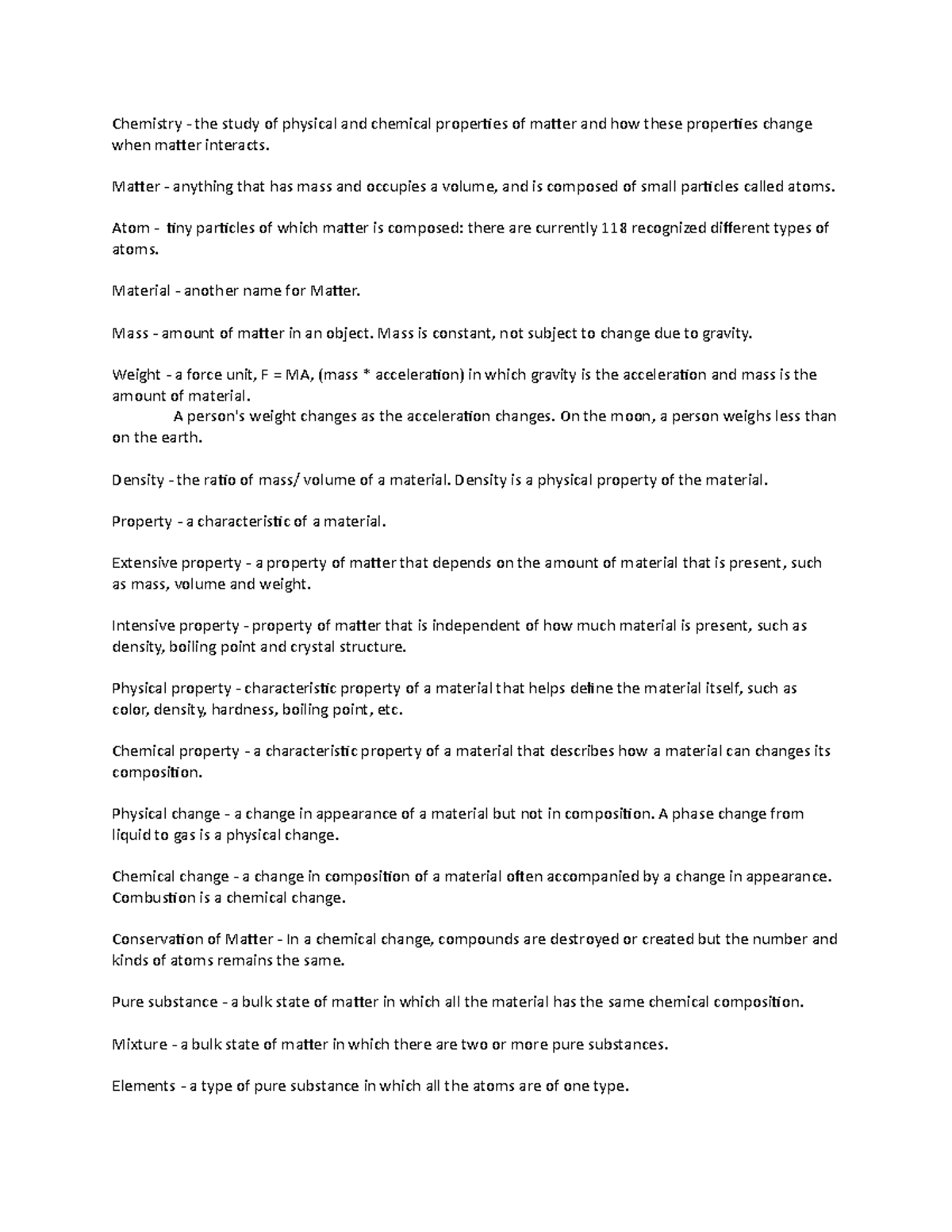 Definitions CMH103 Chemistry The Study Of Physical And Chemical definitions-cmh103-chemistry-the-study-of-physical-and-chemical
