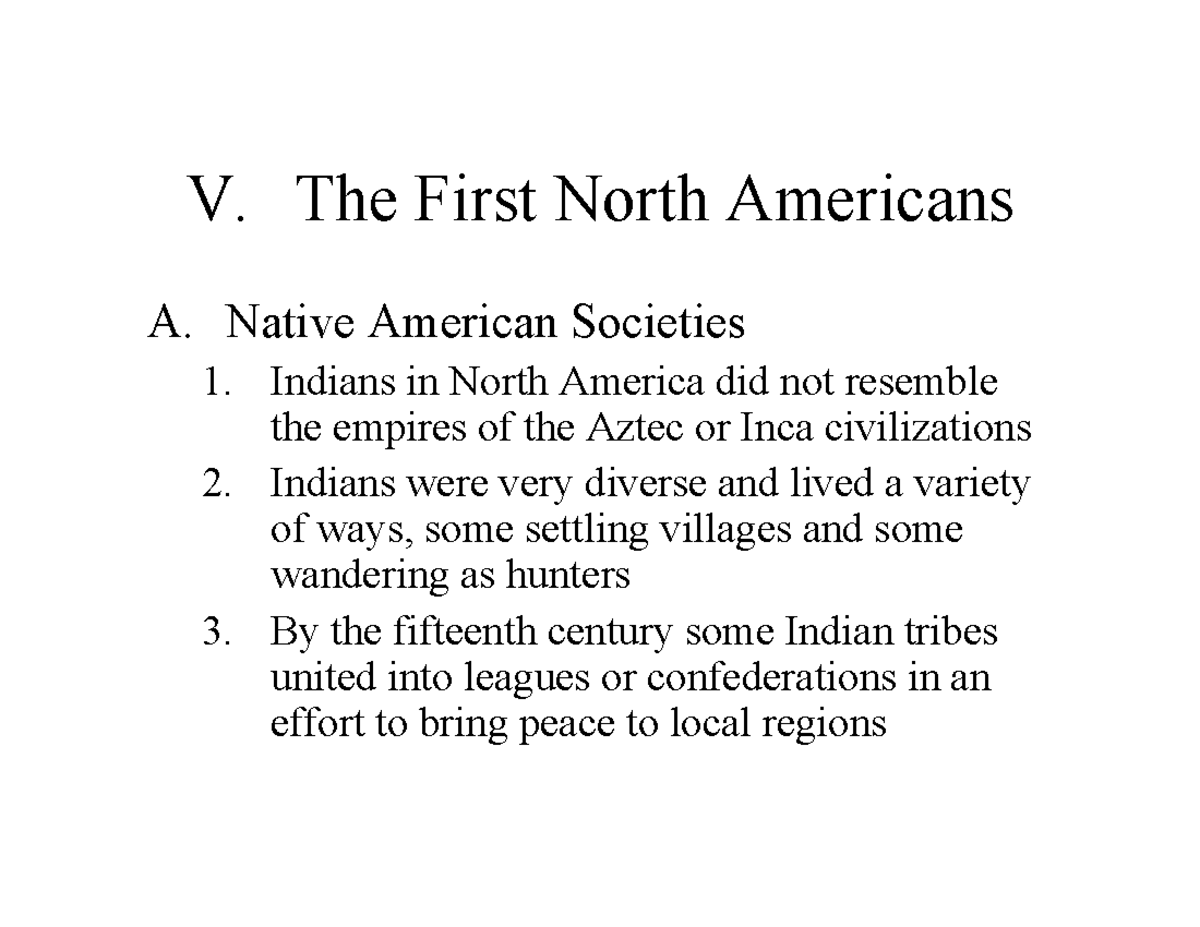 Native Americans - V. The First North Americans A. Native American ...