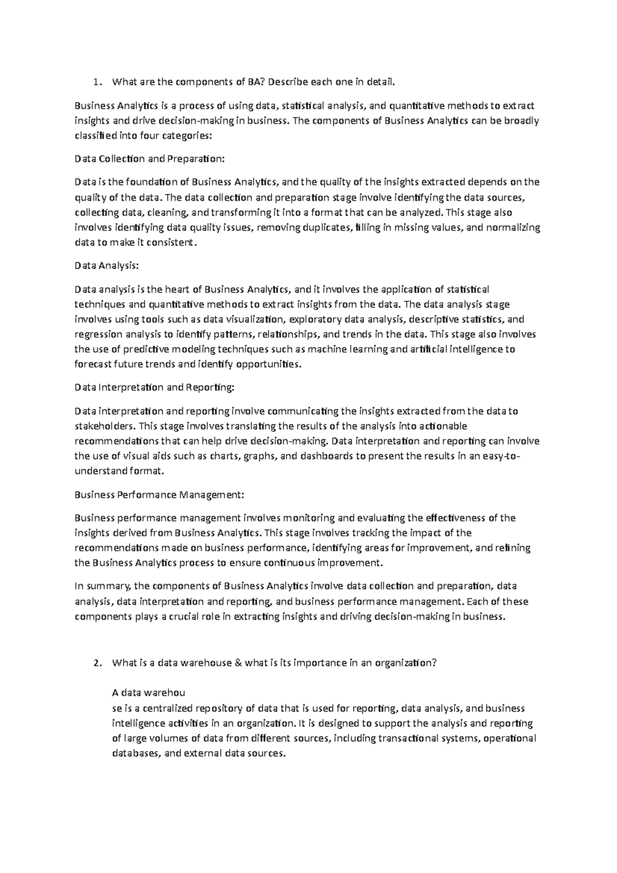 Ba - business - What are the components of BA? Describe each one in ...