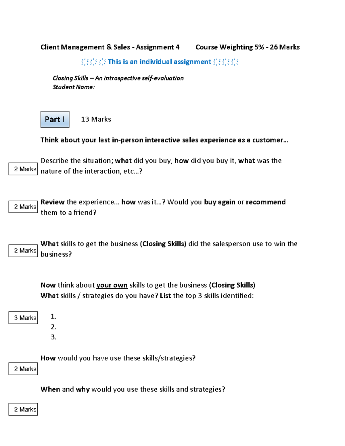 Assignment 4 - Closing Skills - Client Management & Sales - Assignment ...