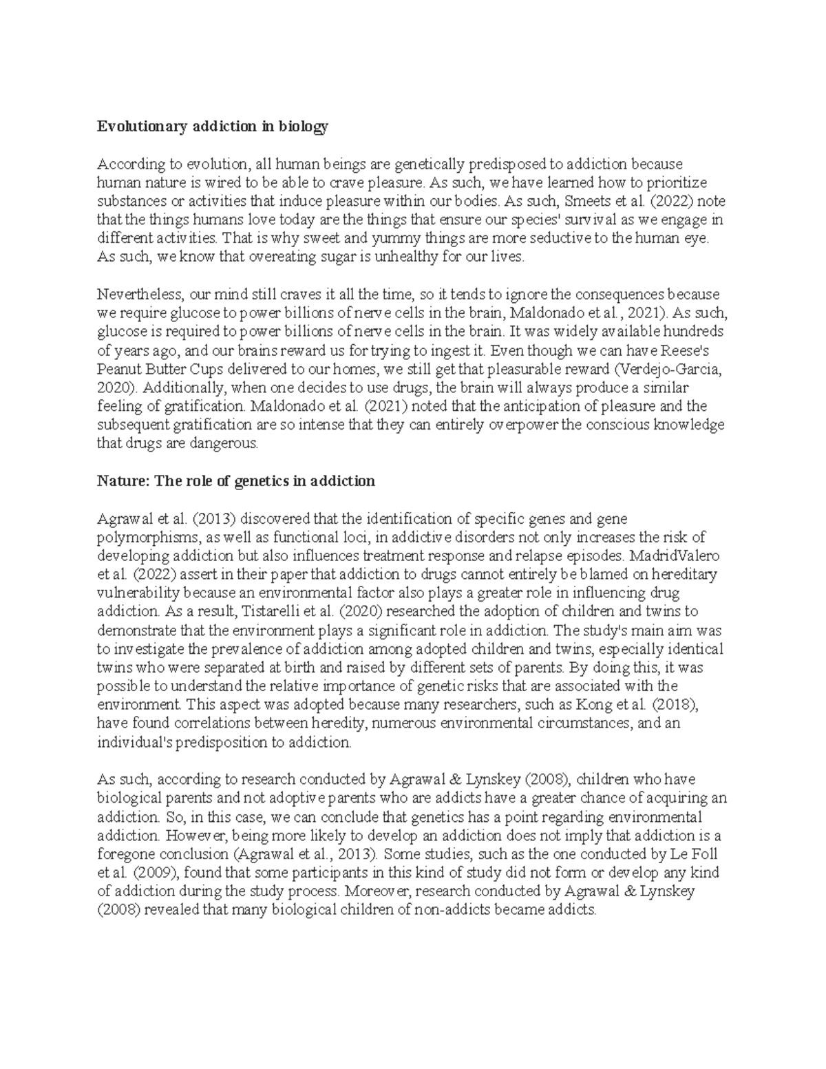 Evolutionary addiction in Biology - Evolutionary addiction in biology ...