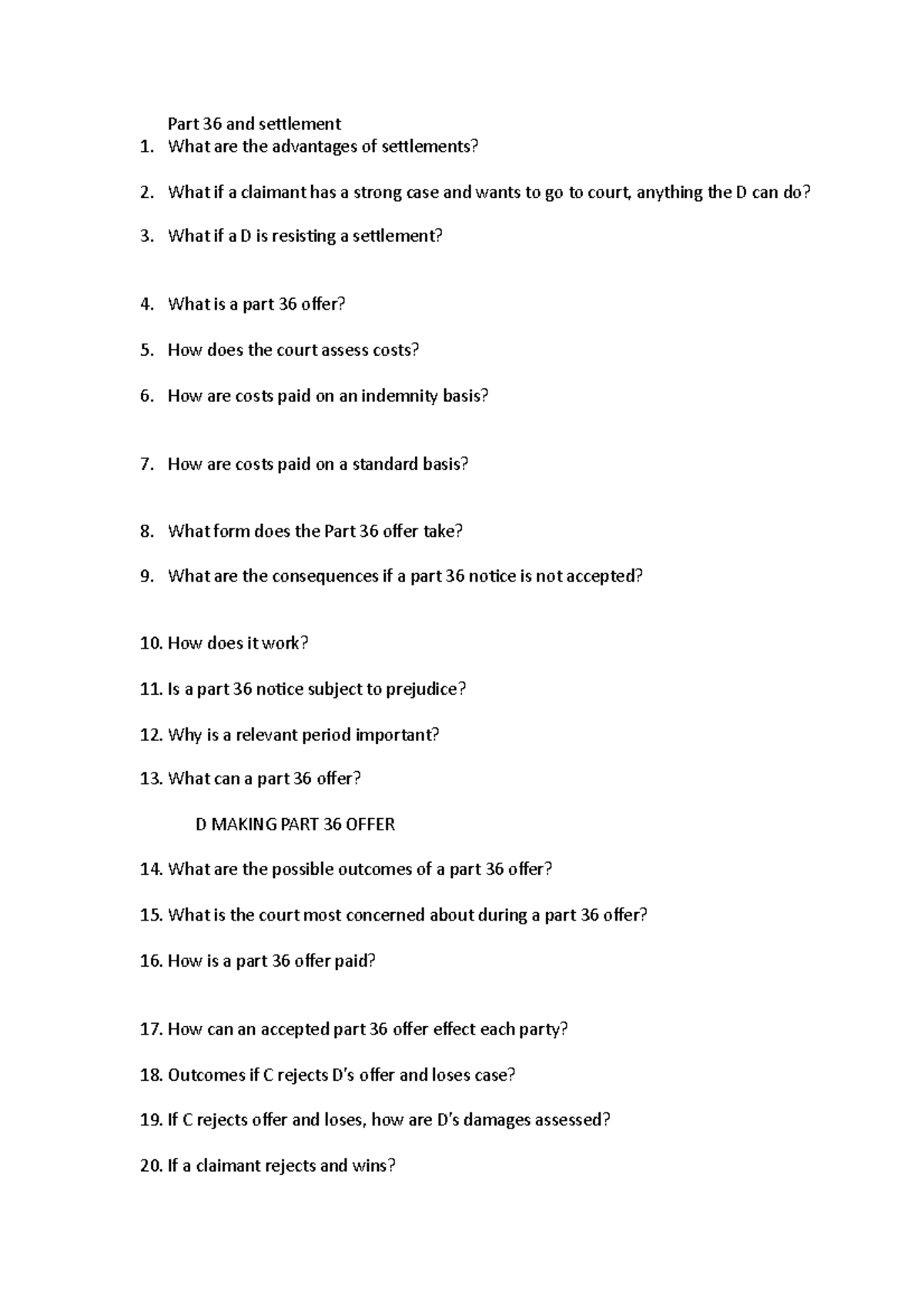 Active recall questions: Part 36 offers - What are the advantages of ...