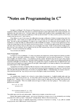 Notes on Programming in C - “Notes on Programming in C” Issues of ...