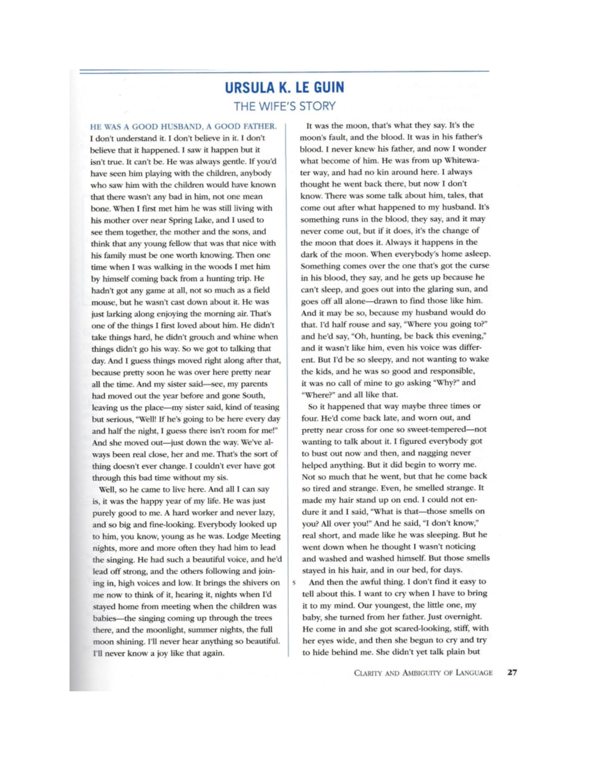 Le Guin The Wifes Story - lecture notes - ENC1102 - Studocu