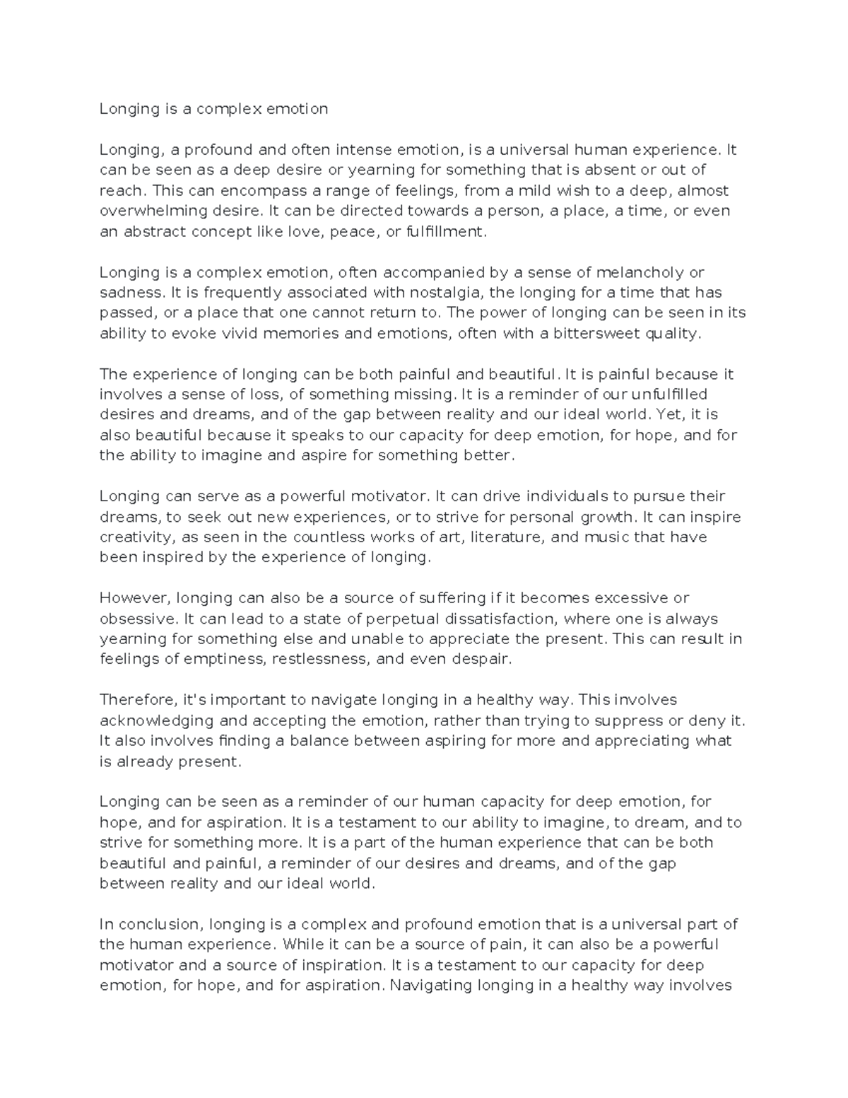 Longing is a complex emotion - Longing is a complex emotion Longing, a ...