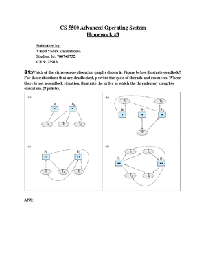 HW5 700714385 - Advanced Operating system assignment - CS 5500 Advanced Operating System ...
