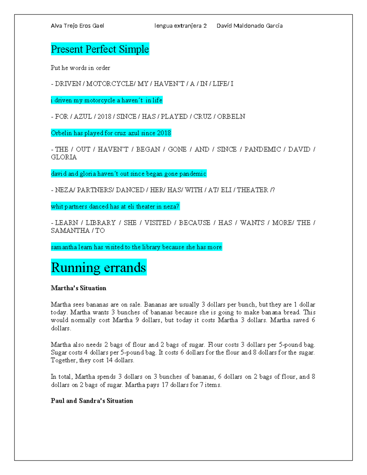 Ingles ejercicios - Alva Trejo Eros Gael lengua extranjera 2 David ...