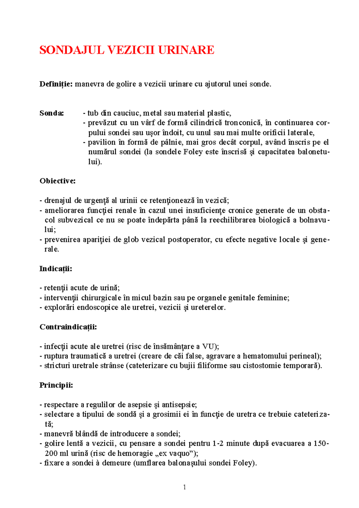 Sondaj vezical - Examen practic - SONDAJUL VEZICII URINARE Definiţie ...