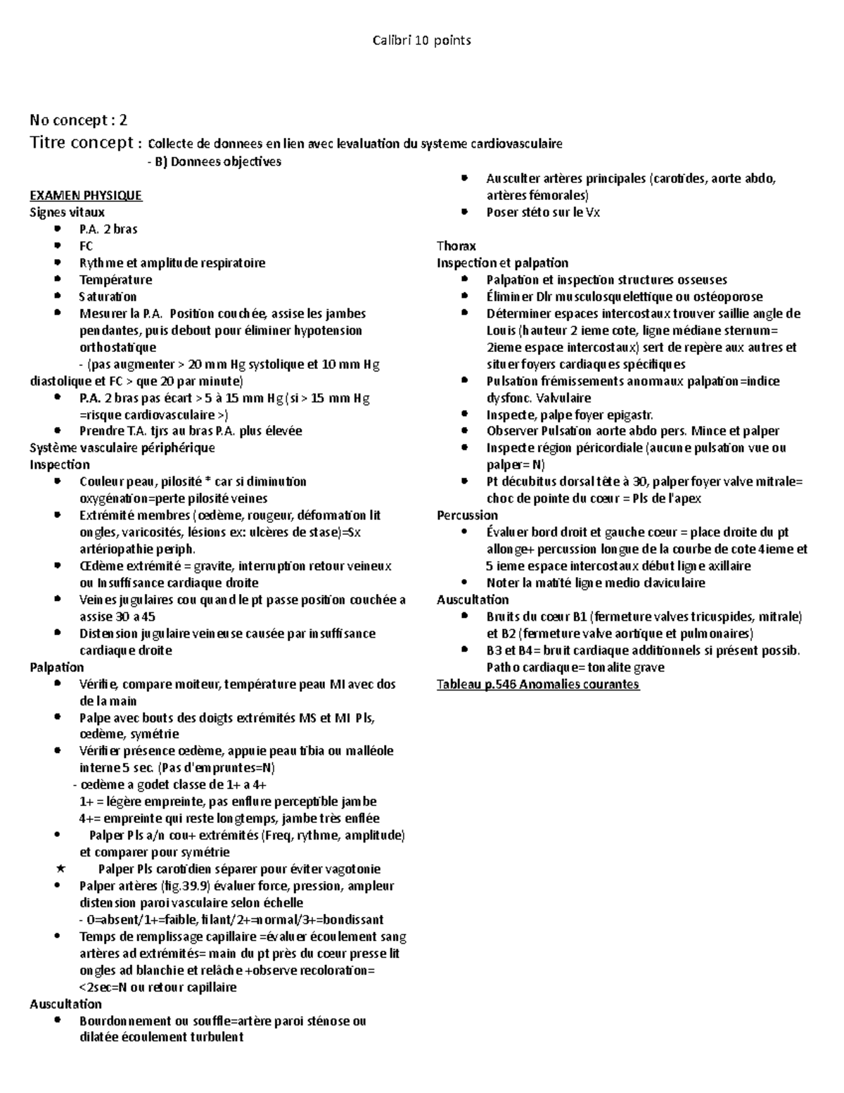 Resume cardio donnees objectives - Calibri 10 points No concept : 2 ...