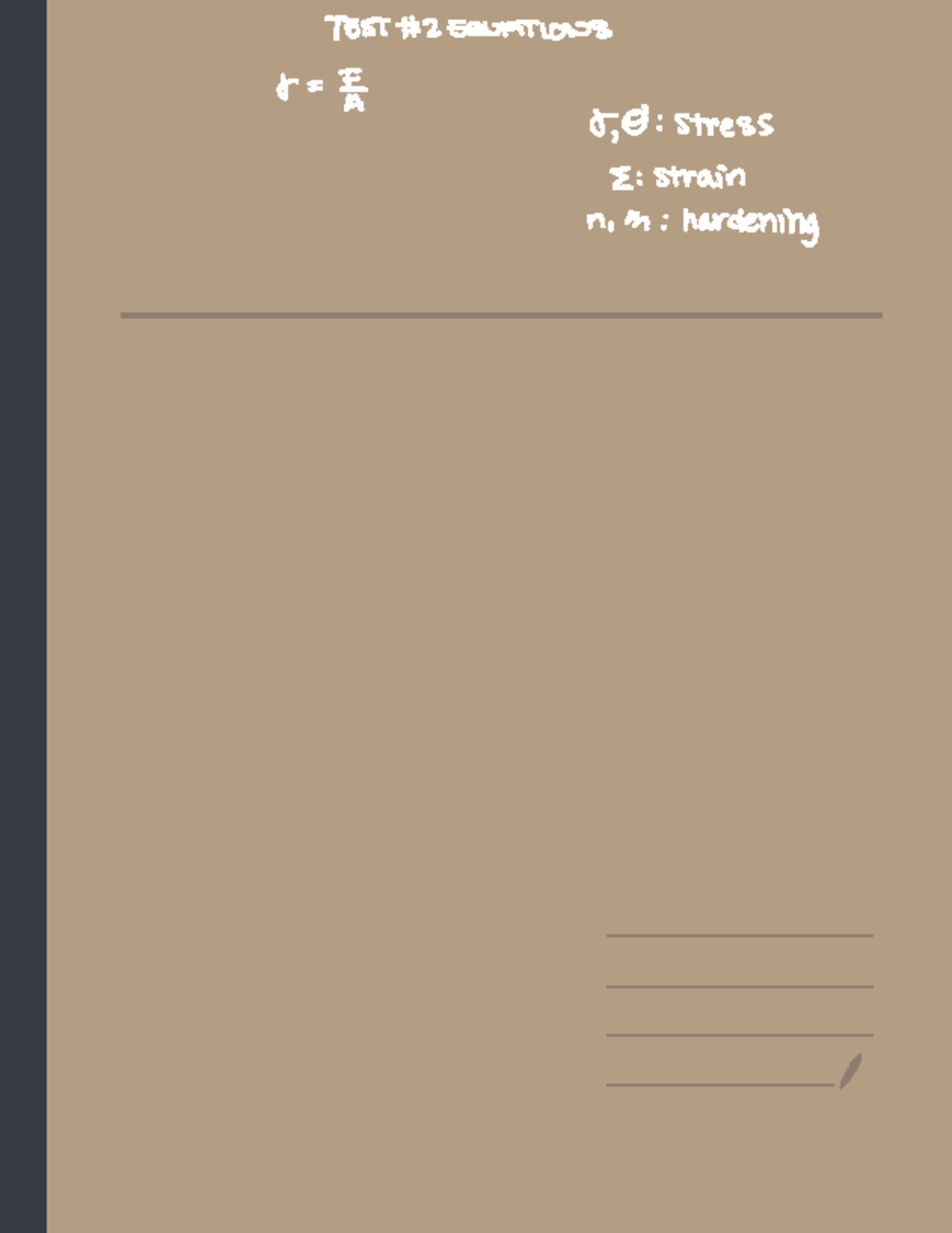 MSE331R Practice Set Probs - TEST # 2 EQUATIONS & = F- A 8,0 : stress E ...