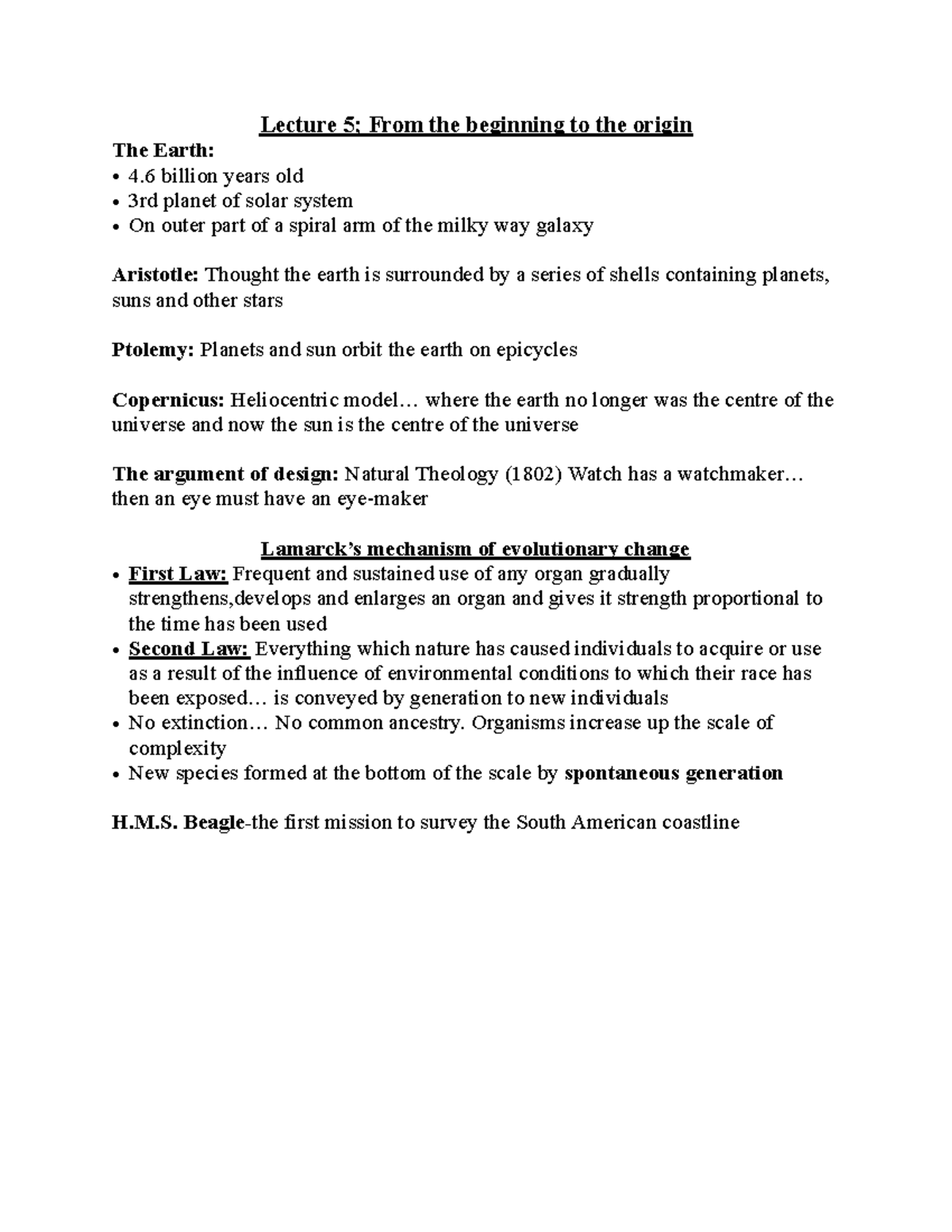 Lecuture 5 evolution - overview of lecture content - Lecture 5; From ...