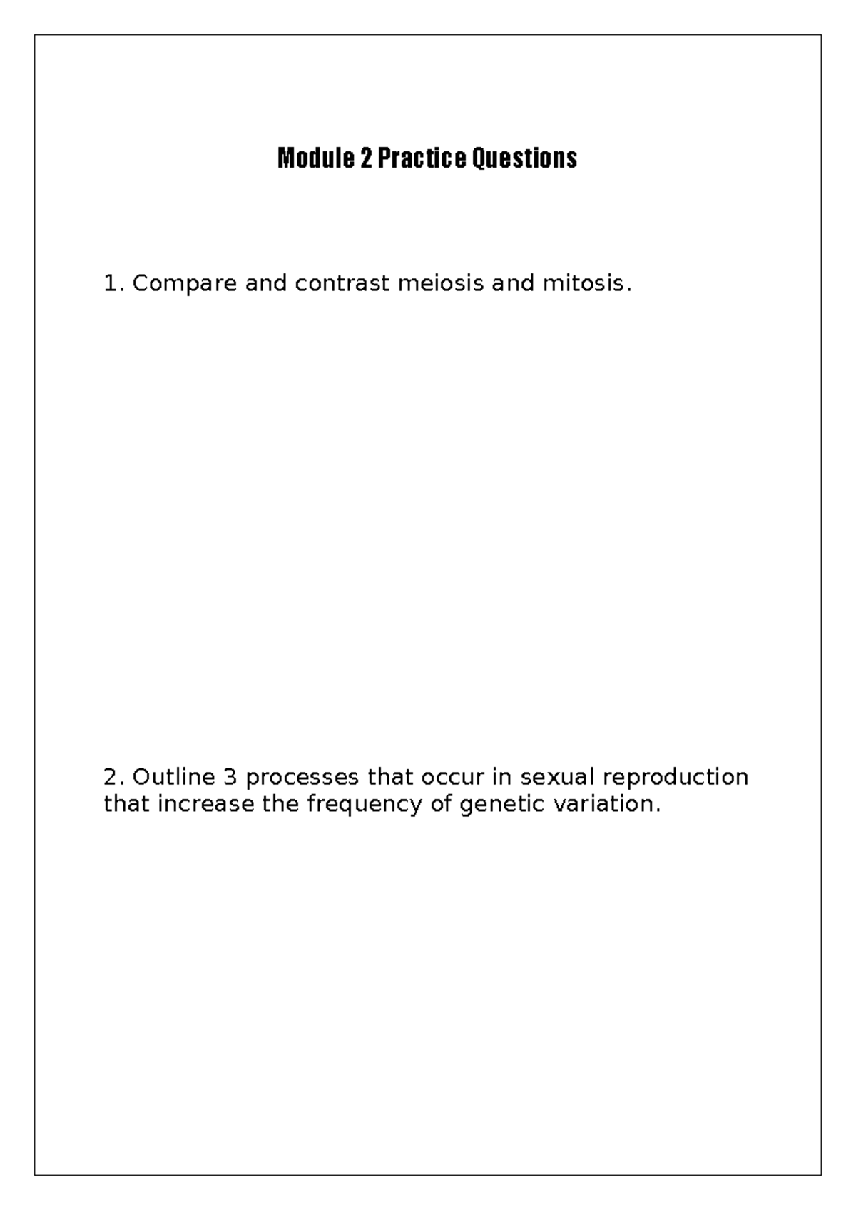 Mod 2 Qs 2023-1 - practice - Module 2 Practice Questions Compare and ...