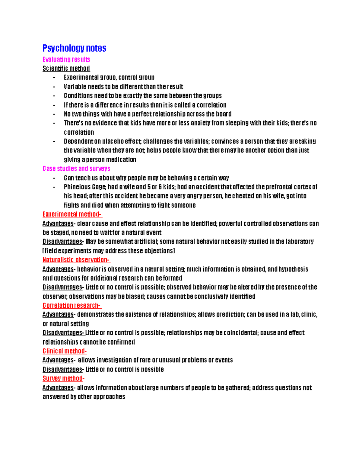 Psychology notes - Psychology notes Evaluating results Scientific ...