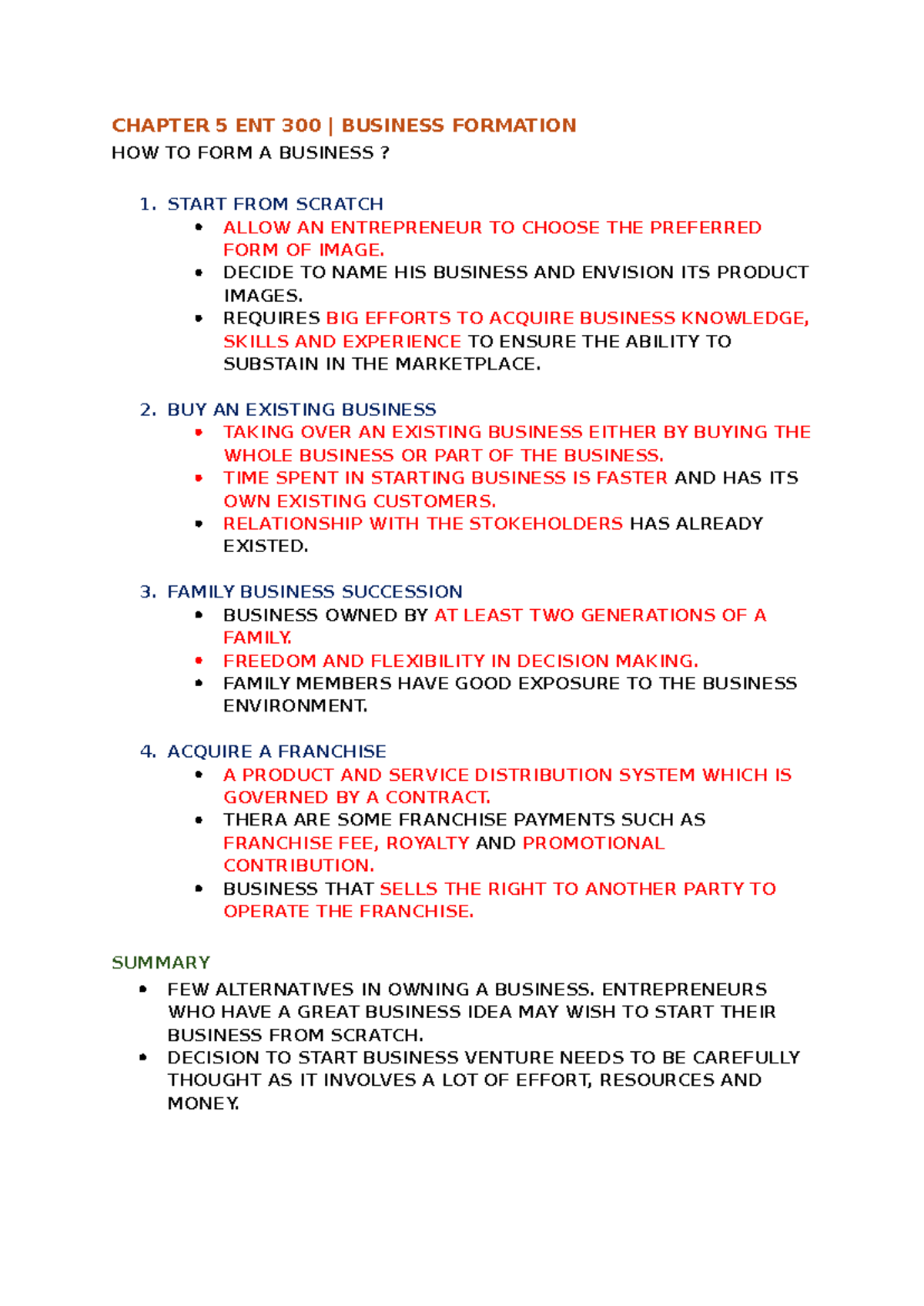 Chapter 5 ENT 300 - CHAPTER 5 ENT 300 | BUSINESS FORMATION HOW TO FORM ...