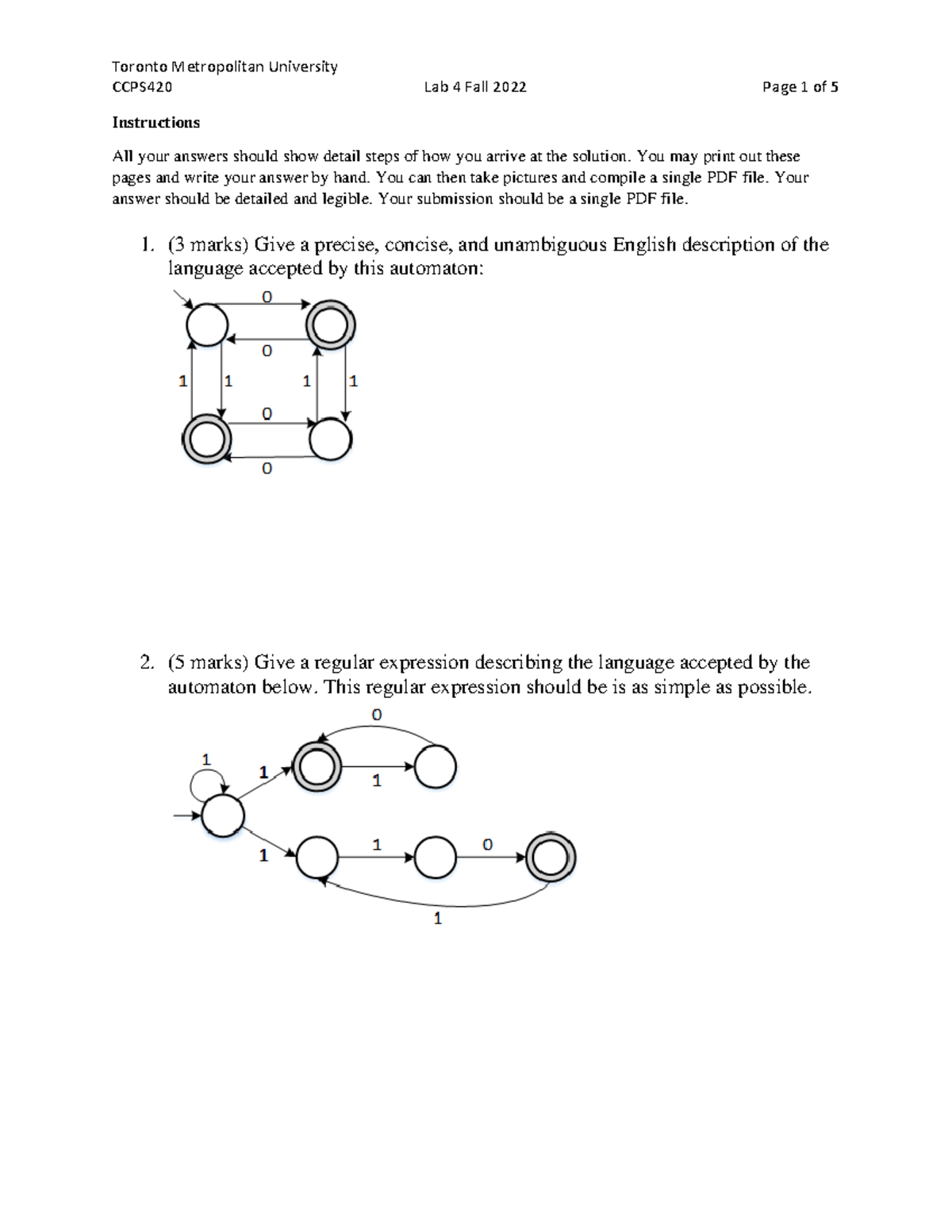 CCPS420-Lab4-F2022 - Course material - CCPS420 Lab 4 Fall 2022 Page 1 ...