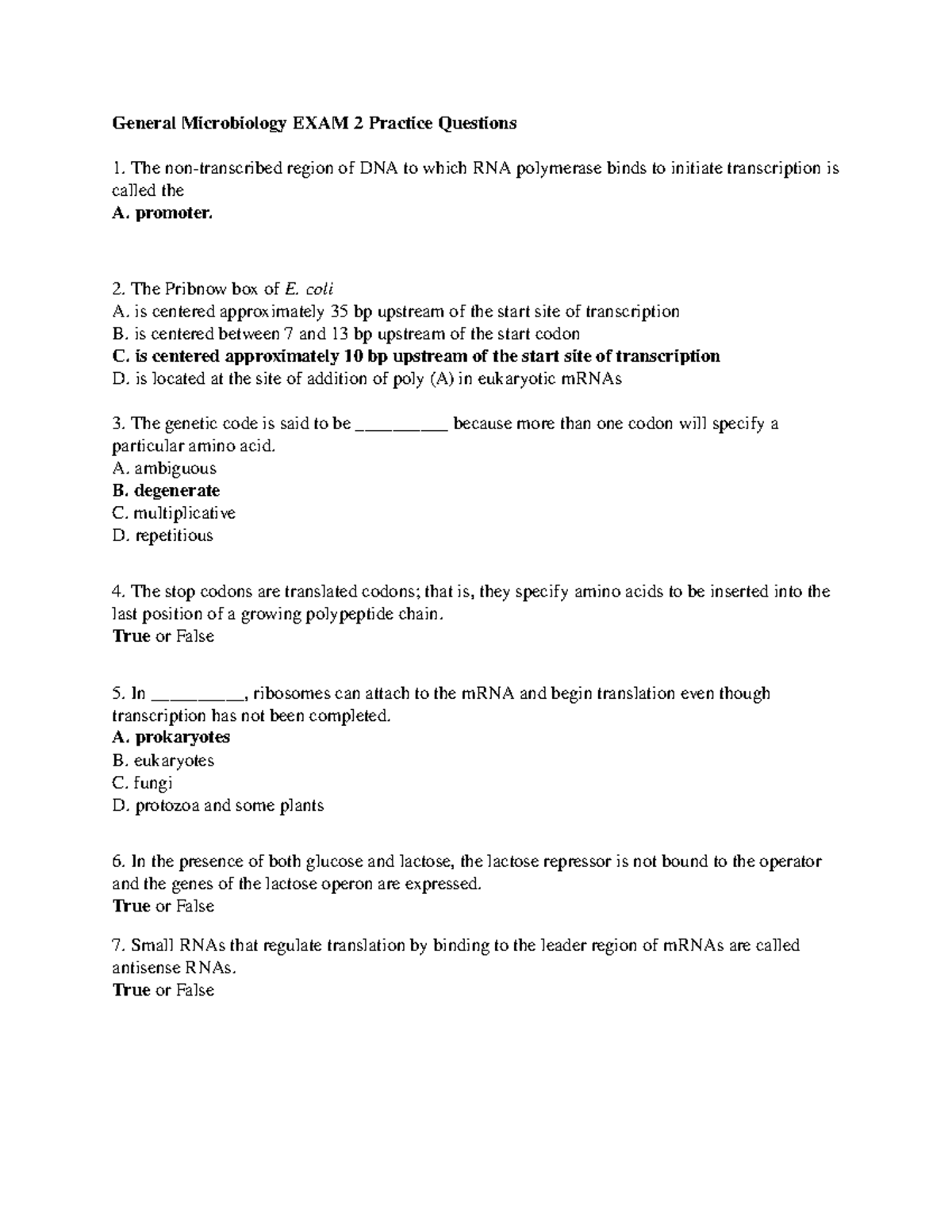 2021 Microbiology practicematerial exam2 - General Microbiology EXAM 2 ...