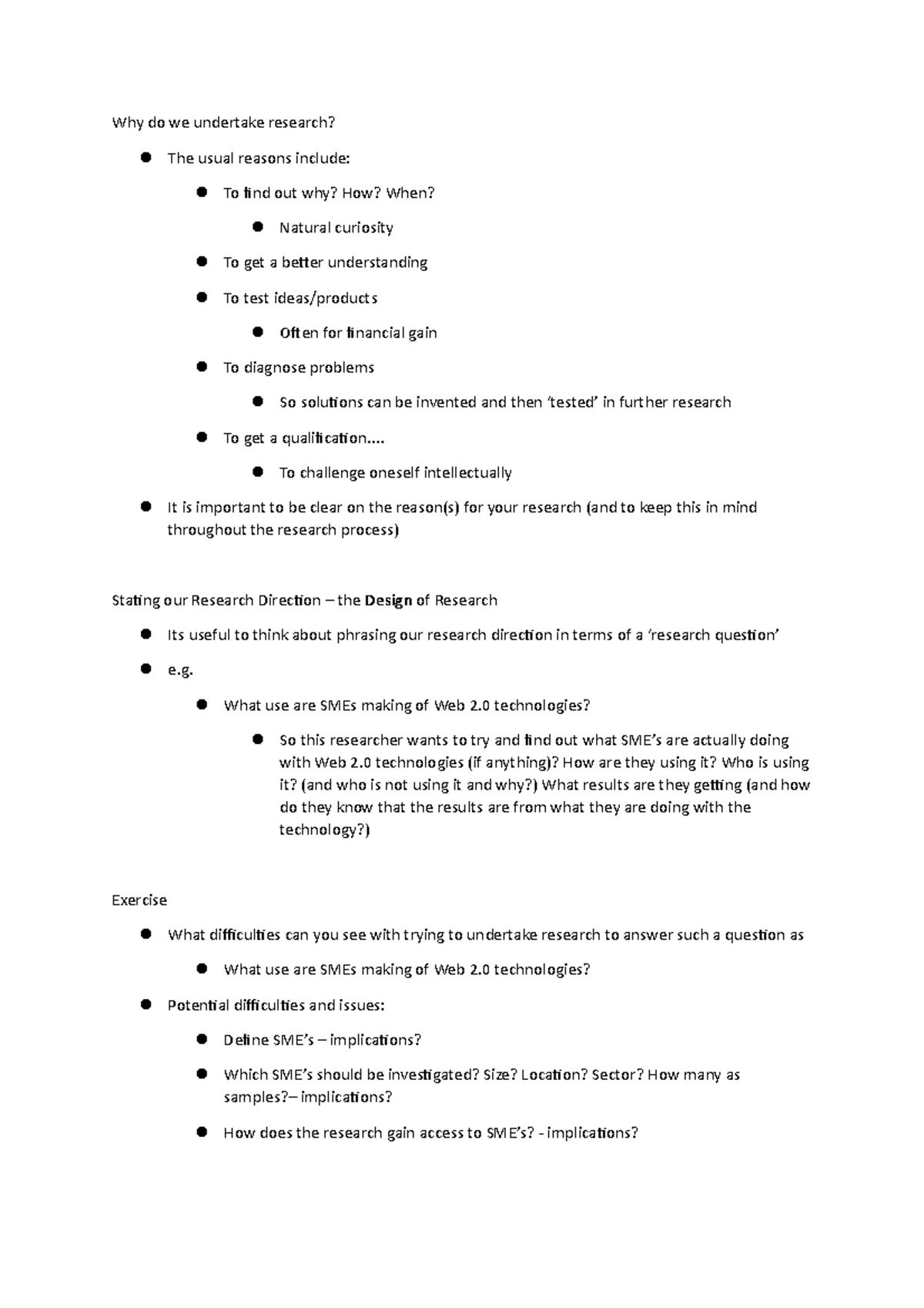 General Principles of research - Why do we undertake research? The ...