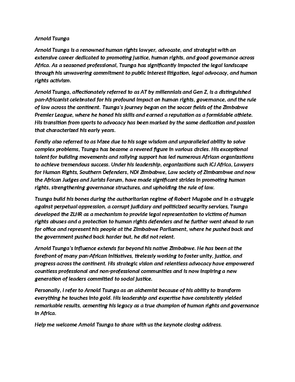 Arnold Tsunga Bio - Authoritarian regimes are political systems ...