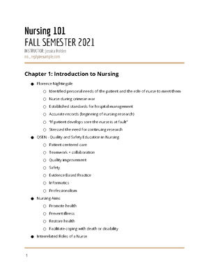 Intro to nursing notes - BSN essentials for professional nursing ...