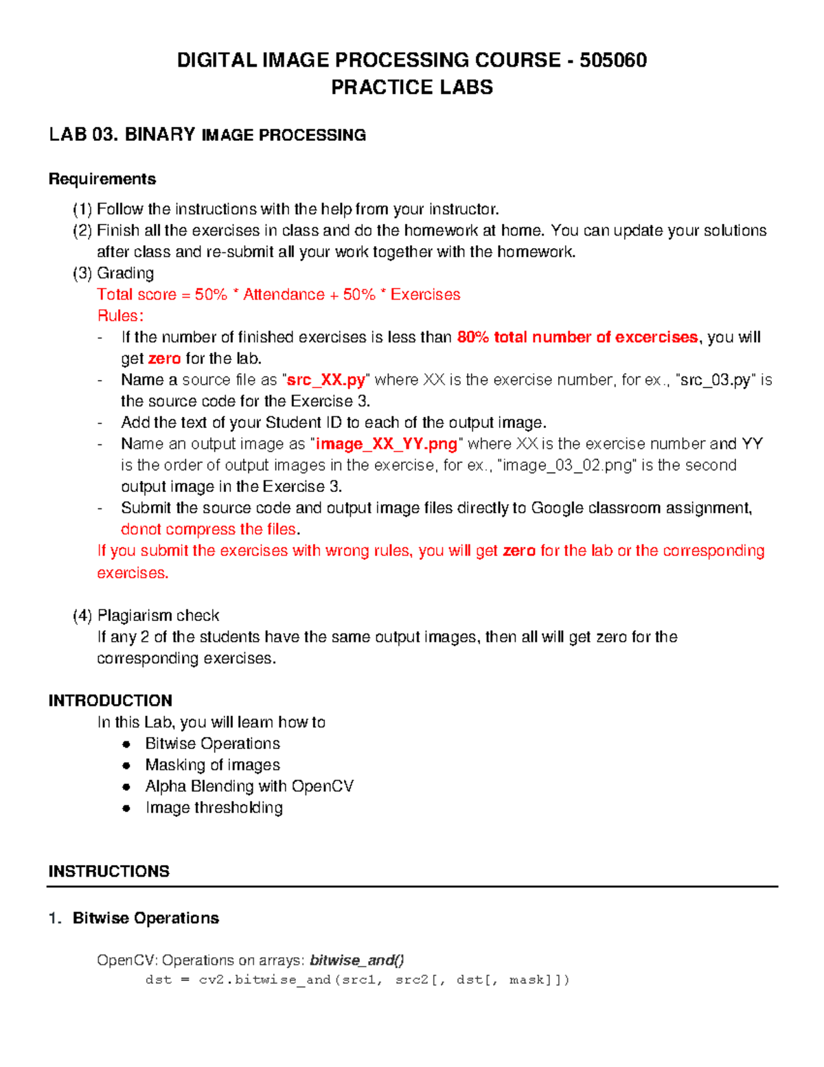 LAB 03 - Digital Image Processing Practice - DIGITAL IMAGE PROCESSING ...